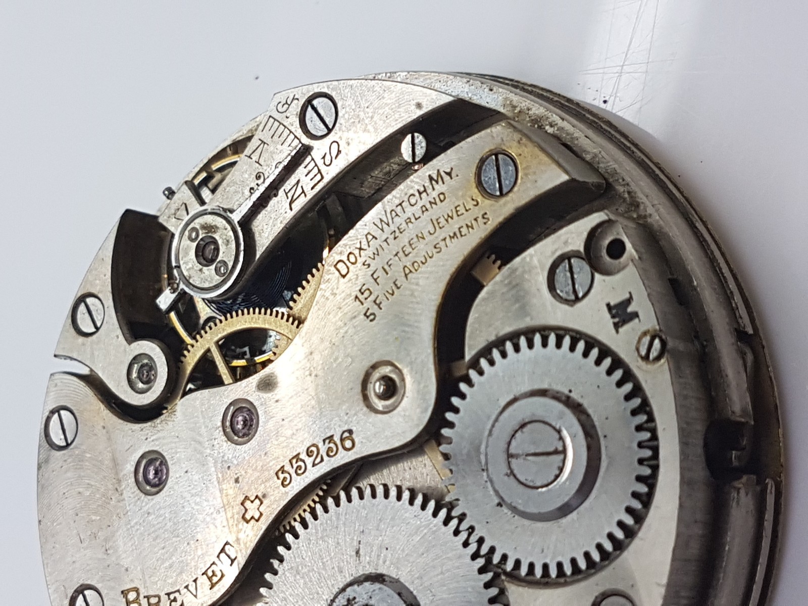 Vintage Doxa 8 Day Movement Brevet/ Doxa Movement Watch Repair Parts 15 ...