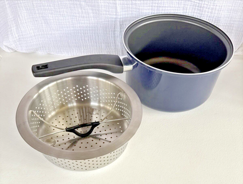 Cook's Essentials 3.5 Quart Pot W/Basket Porcelain Enamel Aluminum ...