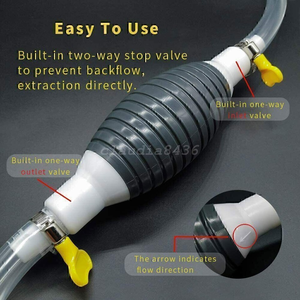 2X Siphon Pump Gas Transfer Gasoline Siphone Hose Oil Water Fuel ...