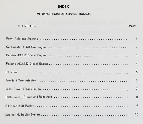 Set Massey Ferguson Mf50 Mf-50 Tractor Service Operator Parts Manual ...