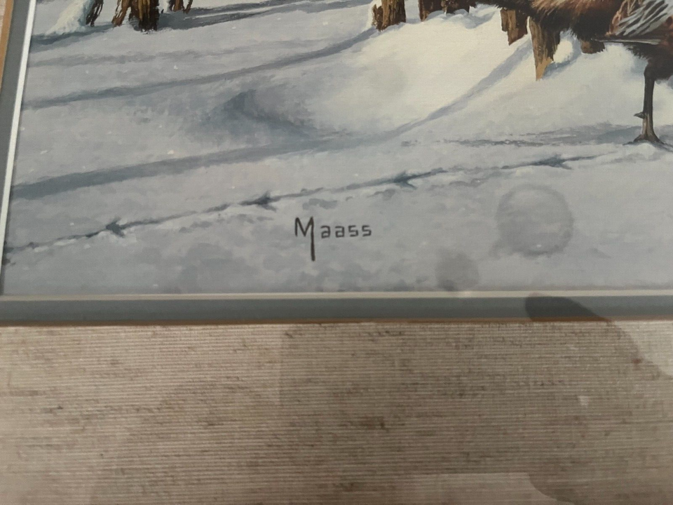 David Maass Print: " A TOUCH OF WINTER- PHEASANTS" Prof Framed And ...