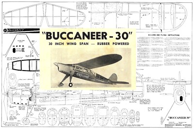 Berkeley Model Airplane Plans (FF): Buccaneer 30 Rubber-Powered | eBay