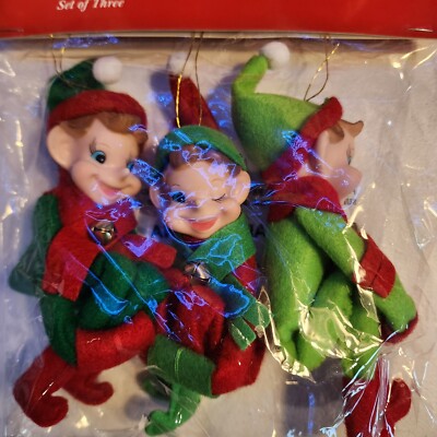 New Sealed Pack Of Reproduction Set Of 3 Classic Sitting Elves By ...