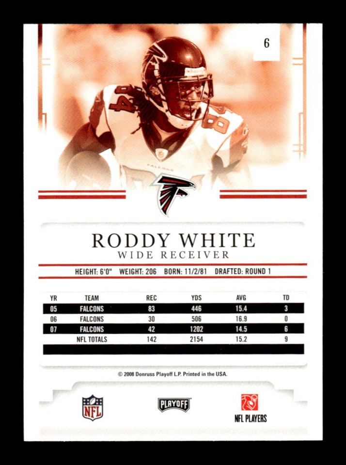 2008 Playoff Prestige Roddy White #6 | eBay