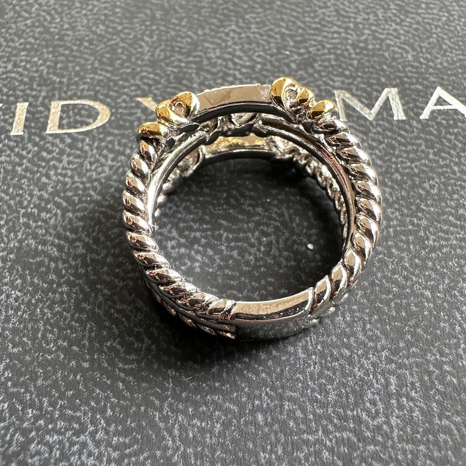 David Yurman Crossover Ring w Pavé Diamonds in 14K White Gold Sterling ...