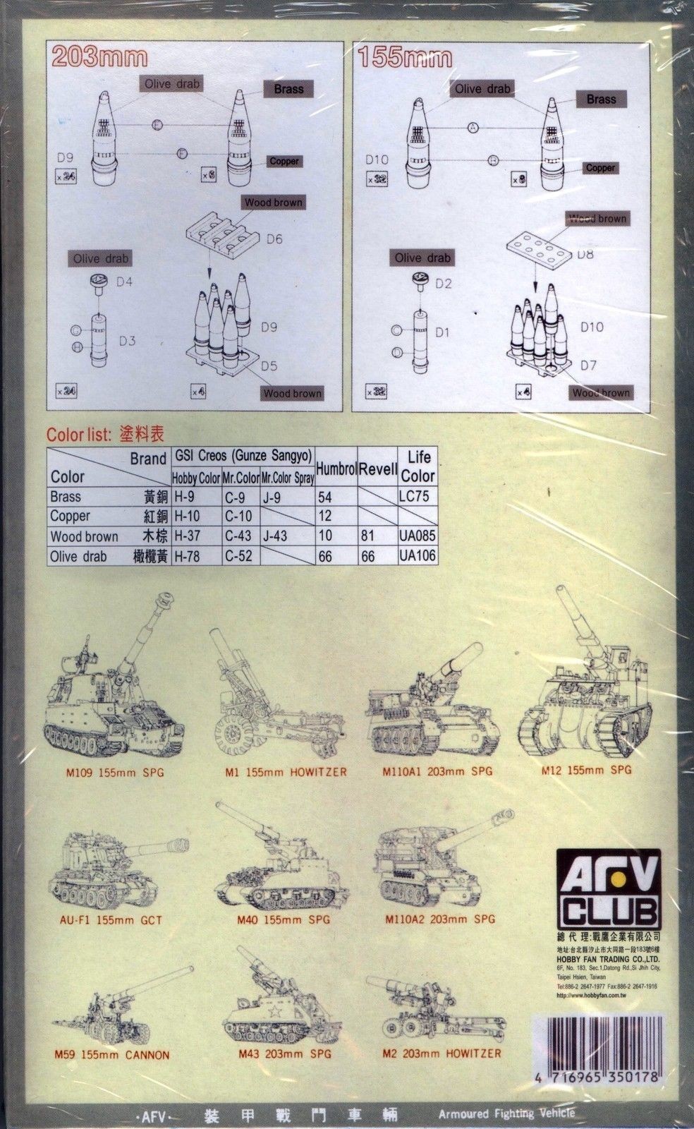 AFV Club 1/35 AF-35017 155mm & 203mm Howitzer Round & Stowage Case | eBay