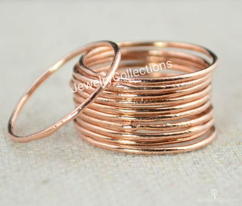Round Solid Copper Ring Stacking Set Ring Thin Copper Ring Handmade ...