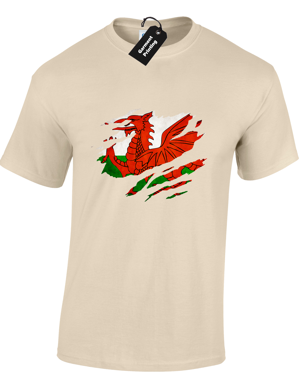 WELSH FLAG CHEST SLASHED MENS T SHIRT WALES PATRIOT PRIDE RUGBY ...