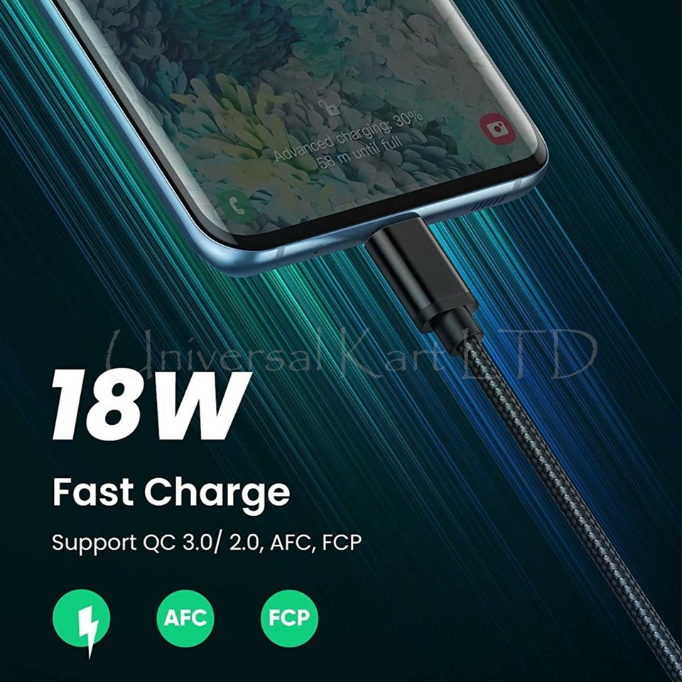 USB A to Type C Fast Charger Cable 3A For Samsung Mobile Phone Lead USB ...