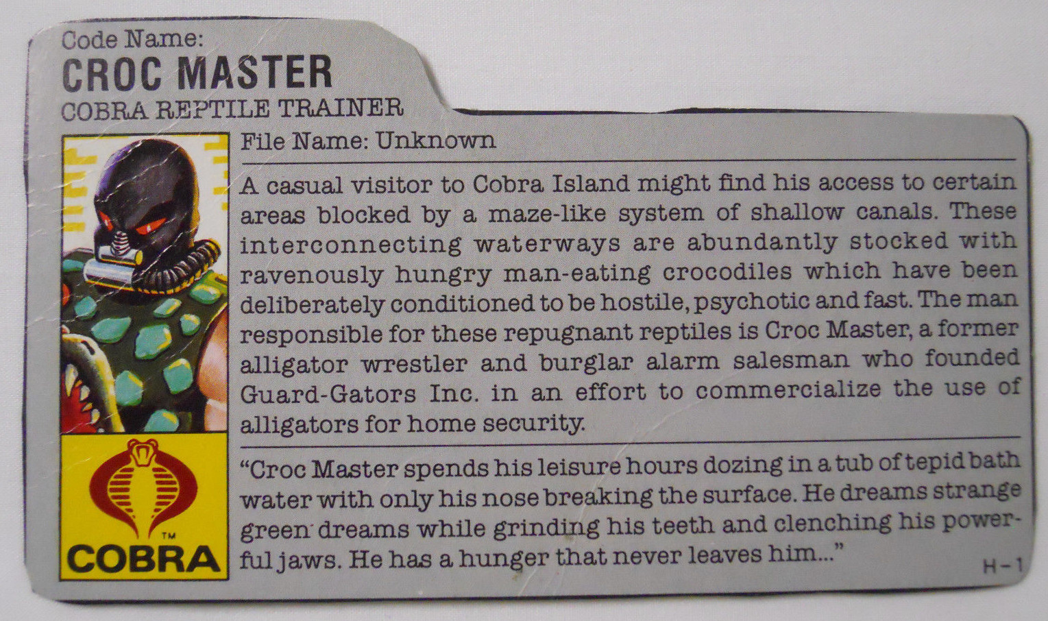VINTAGE! 1987 Hasbro GI Joe Replacement Filecard-Croc Master (v1) | eBay