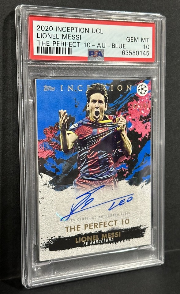 2020 Topps Inception UCL Barcelona The Perfect 10 Lionel Messi Blue /49 ...