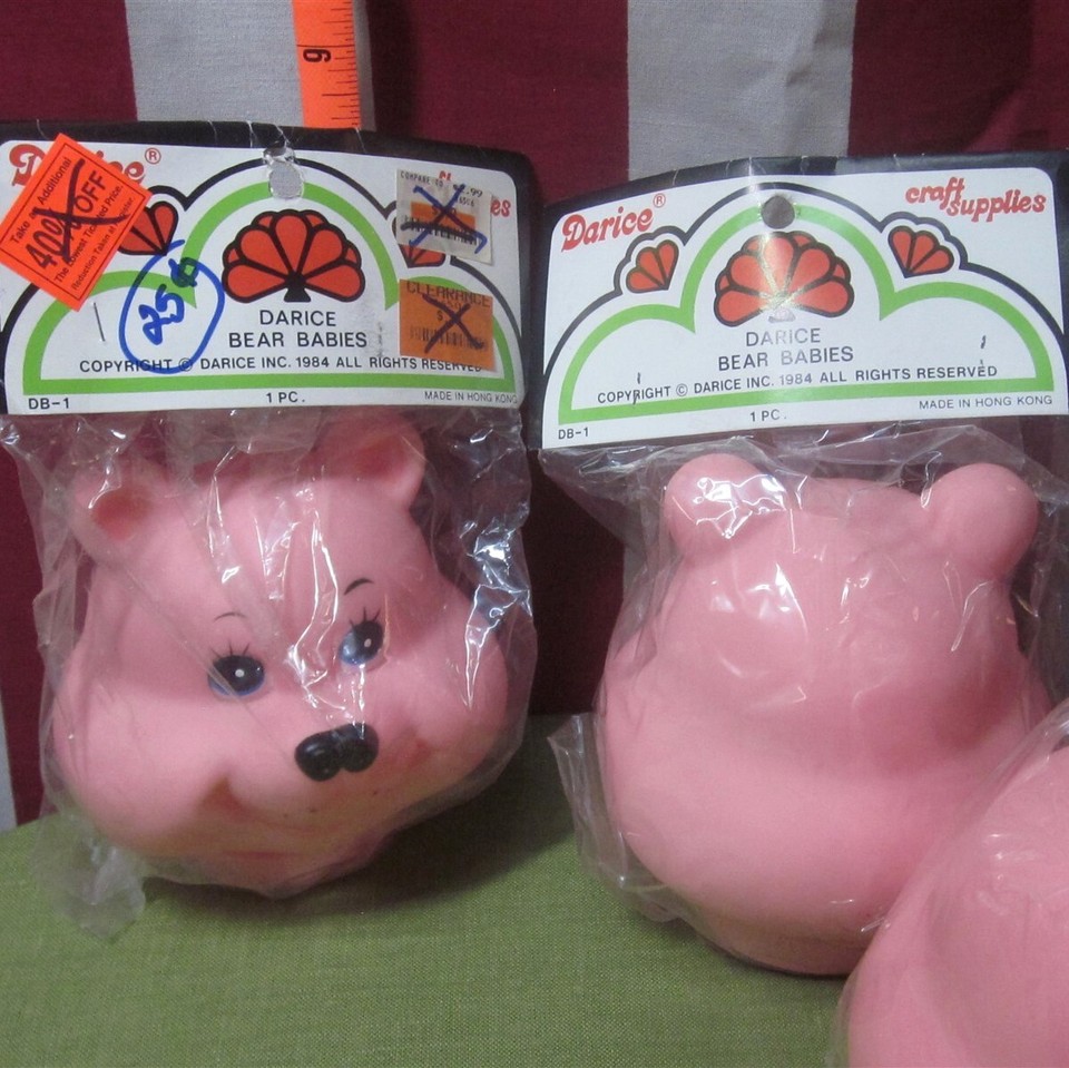 DARICE Bear Babies pink head NWT crafty projects 1984 homemade teddy ...