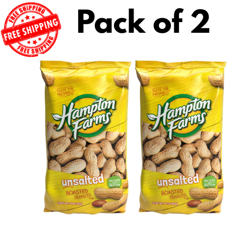 Hampton Farms Roasted In-Shell Peanuts Unsalted USA Grown 10oz x 2 Bags ...
