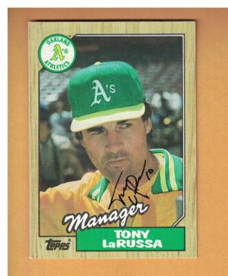 Tony LaRussa AUTOGRAPHED 1987 TOPPS BASEBALL CARD SIGNED OAKLAND ...