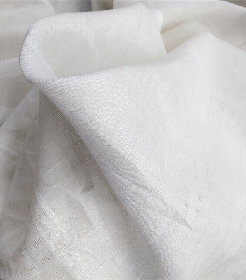 100% Ramie Linen Woven Fabric Off White Dobby Small Check | eBay