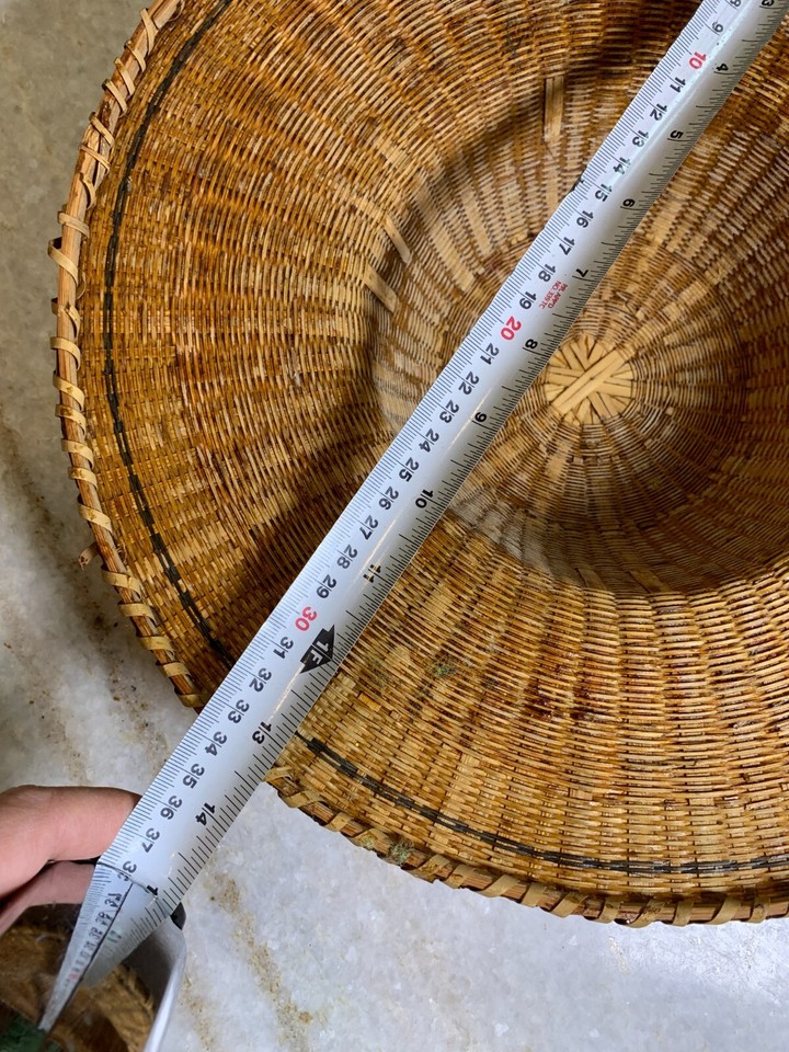 Antique Vintage Mid Century FINE Rattan Woven Bamboo Asian Chinese Sun ...