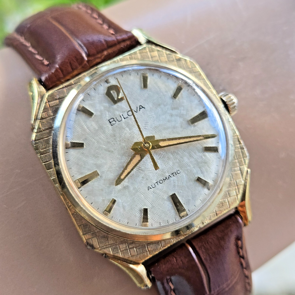 Vintage BULOVA Clipper "F" men's automatic watch Art case Snowflake ...
