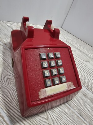 Vintage Cortelco ITT Desk Push Button Red Phone Corded Telephone | eBay