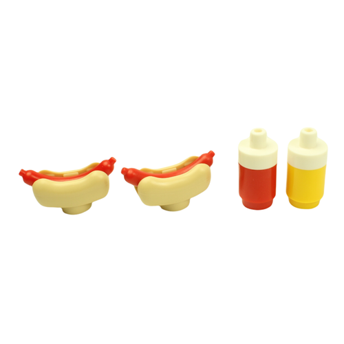LEGO minifigure food accessories 2 x hot dog sausage buns tomato ...