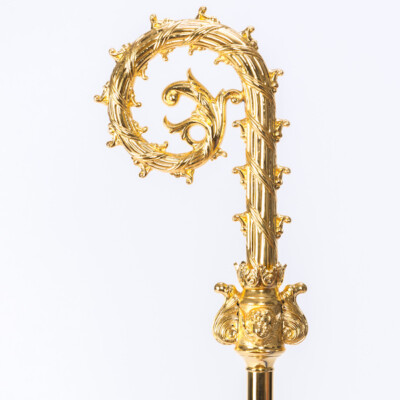 AMAZING NEW GOLD PLATED BISHOP STAFF / CROSIER, TRADITIONAL CHURCH ...