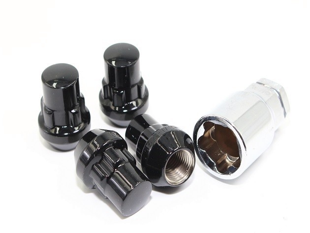 Set of 4 14x1.5 Black Acorn Tuner Wheel Locks Land Range Rover Sport ...