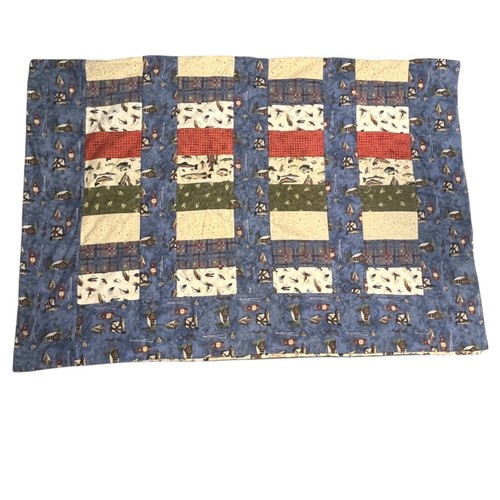 Handmade Fish Quilt Lap Throw Blanket Wall Hanging Trout Fishing Hooks ...