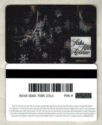 SAKS FIFTH AVENUE Bubbles and Snowflakes 2010 Lenticular Gift Card ( $0 ...
