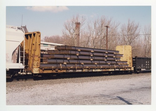 TTX Bulkhead Flat Car #82081 with Iron Beams ORIGINAL 4x6 Color Photo ...