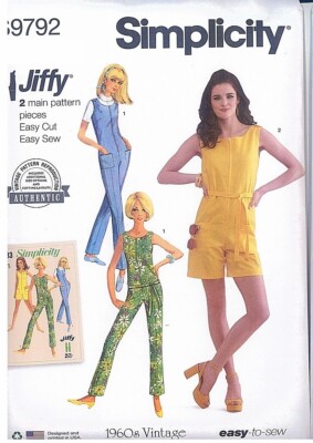Simplicity 9792 Vintage Retro 60s Jumpsuit Romper Pattern Misse H5 6-14 ...