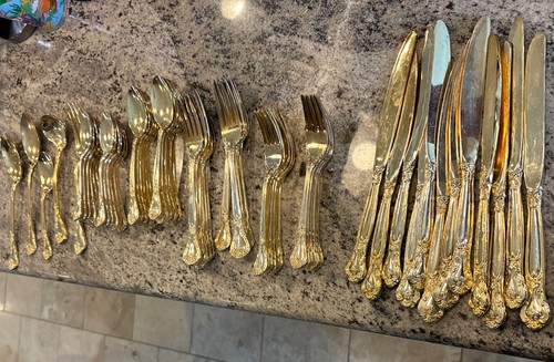 Vintage Baroque Godinger Flatware Set 65 Pc Gold-Plated Service | eBay