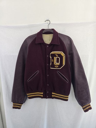 Vintage Wool/leather Maroon/gold Lettermans Jacket Track Football 2 ...