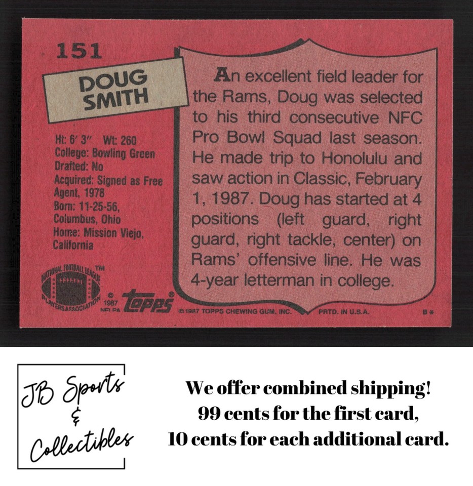 1987 Topps Doug Smith #151 Los Angeles Rams | eBay
