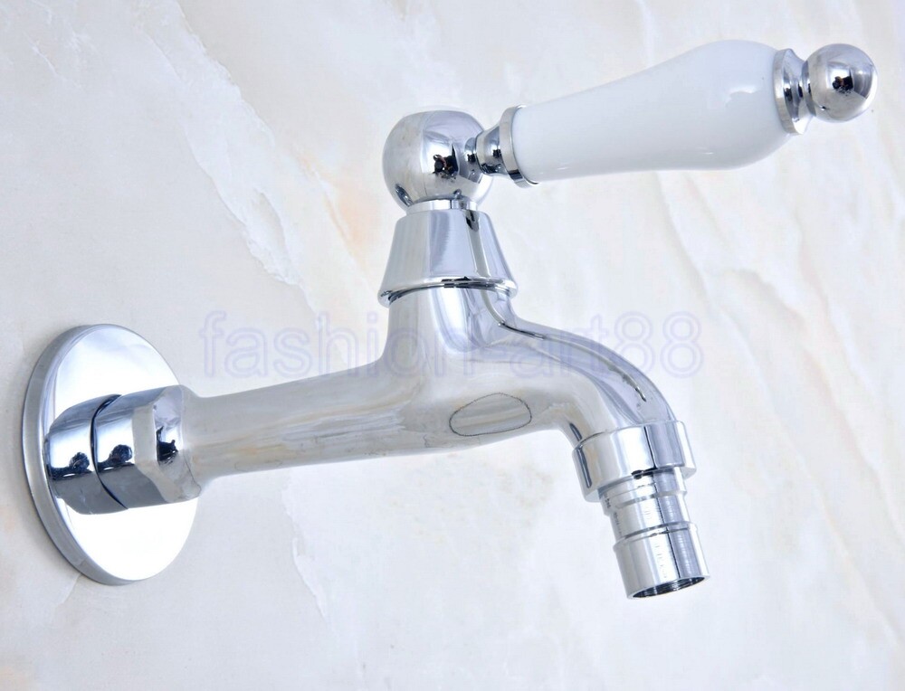 Polished Chrome Wall Mounted Kitchen Bathroom Washing Machine Tap ...