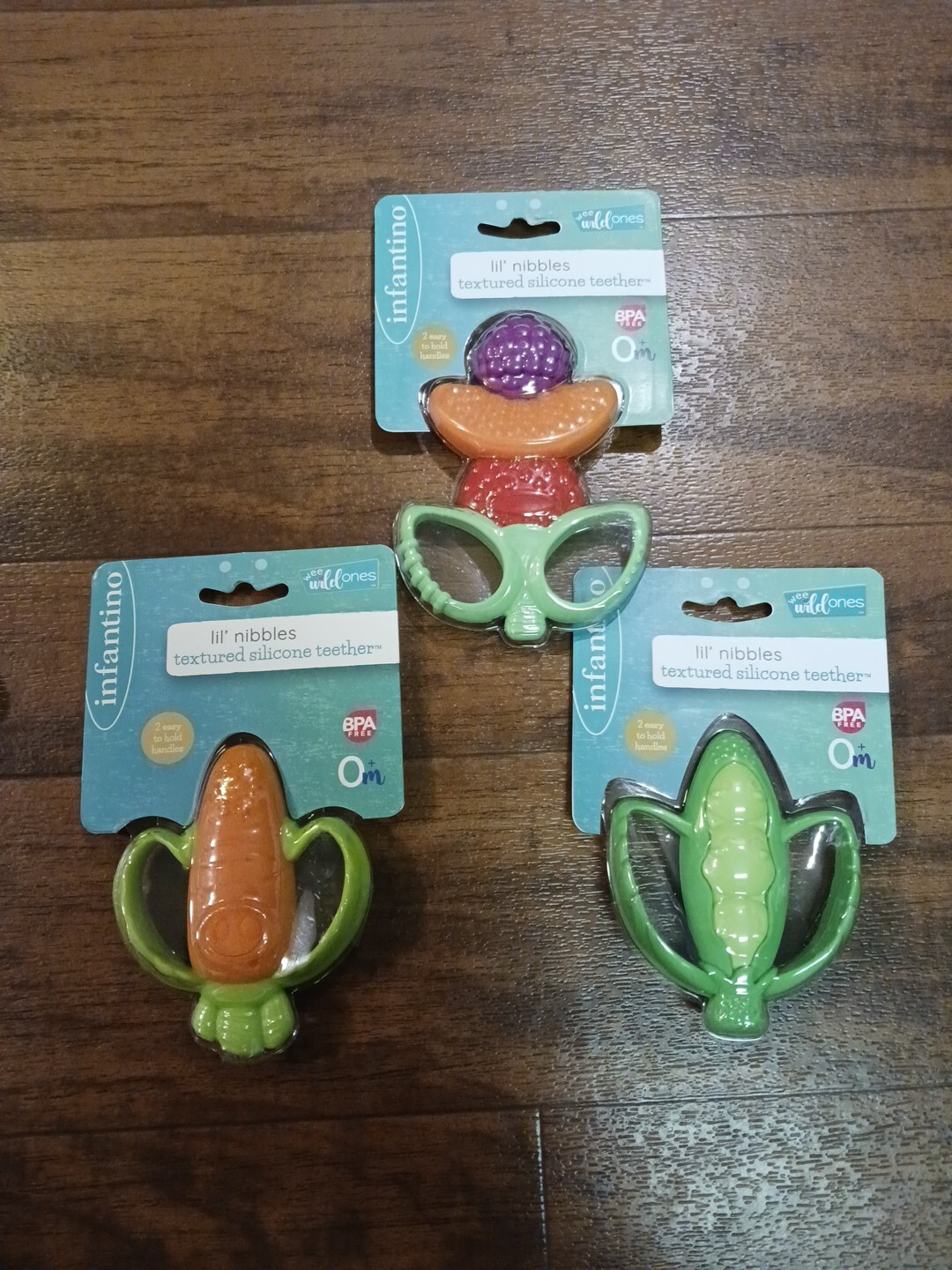 3 Lil' Nibbles Textured Silicone Teether Sensory Exploration Teething ...