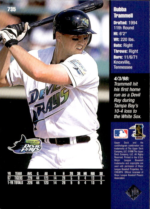 1998 Upper Deck Bubba Trammell 735 Tampa Bay Devil Rays | eBay