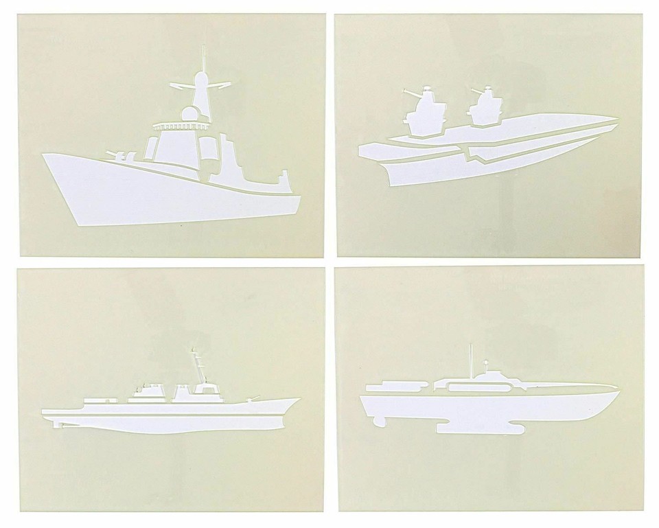 War Ships-- 4 Piece Stencil Set 14 Mil 8" X 10" Painting /Crafts ...
