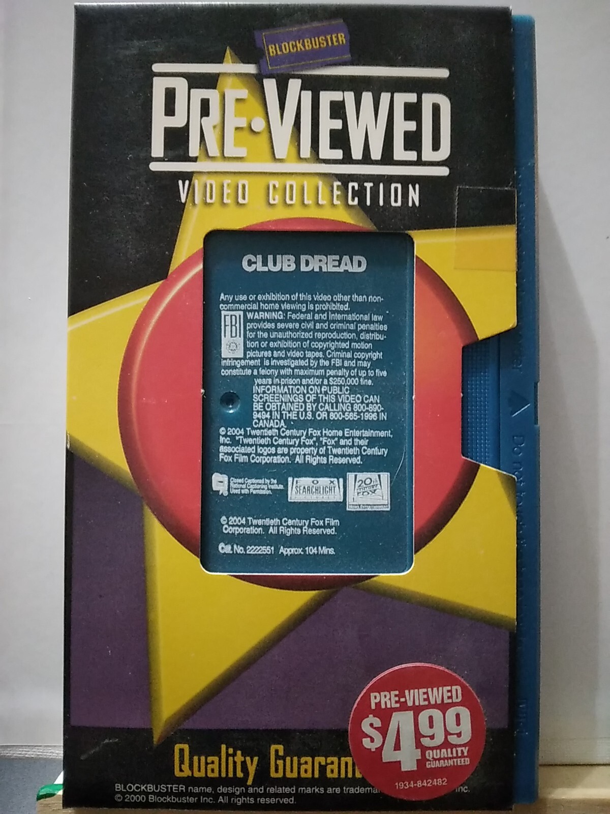 Club Dread (VHS, 2004) Blockbuster PVT [Comedy, Horror, Halloween] | eBay