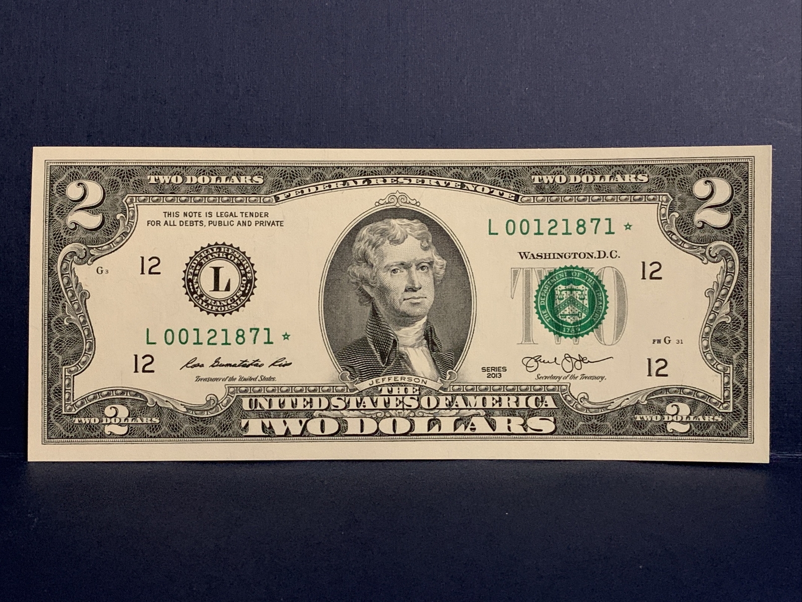 Rare $2 Bill Star Note 2013 Uncirculated Run 128K L00121871* | eBay