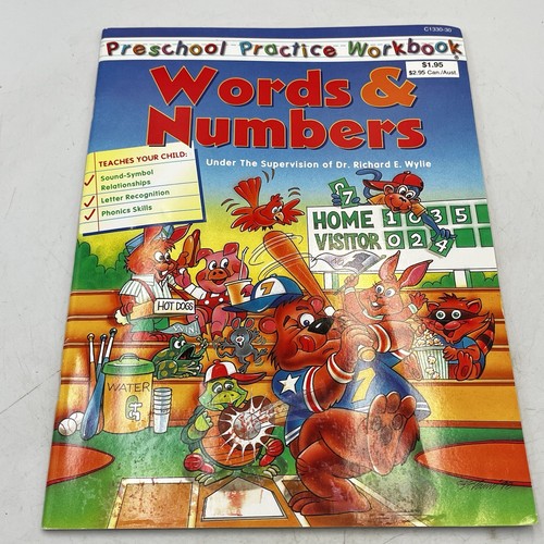 Vintage 1988 Preschool Words & Numbers Workbook Playmore Phonics Early ...