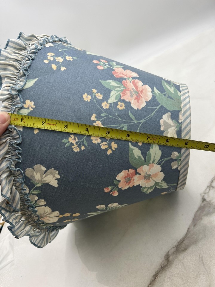 Vintage Floral Ruffle Lampshade Cottagecore Blue Pink Shabby Chic Lamp ...