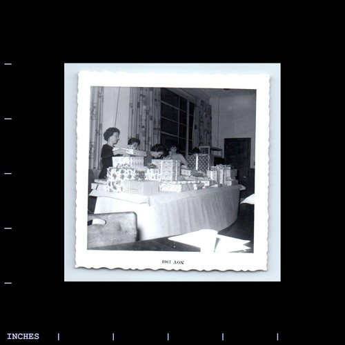 Old Square Photo WOMEN AND PRESENTS ON TABLE 1960 | eBay