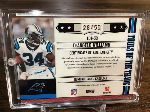 DeAngelo Williams 3-Color Game-Worn Prime Jersey Patch Card. 28/50 | eBay