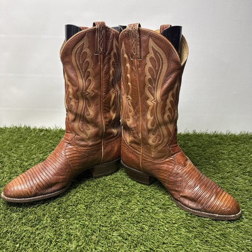 Vintage Tony Lama Lizard Foot Cowboy Boots 8540 Men's 10 EE Brown ...