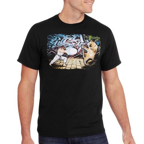 NEW Ryu vs Cat Kitten Funny Street Fighter Video Game Hadouken T Shirt ...