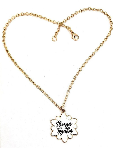Very Nice Disney Souvenir Gold-Tone Pendant Necklace "Stronger Together ...