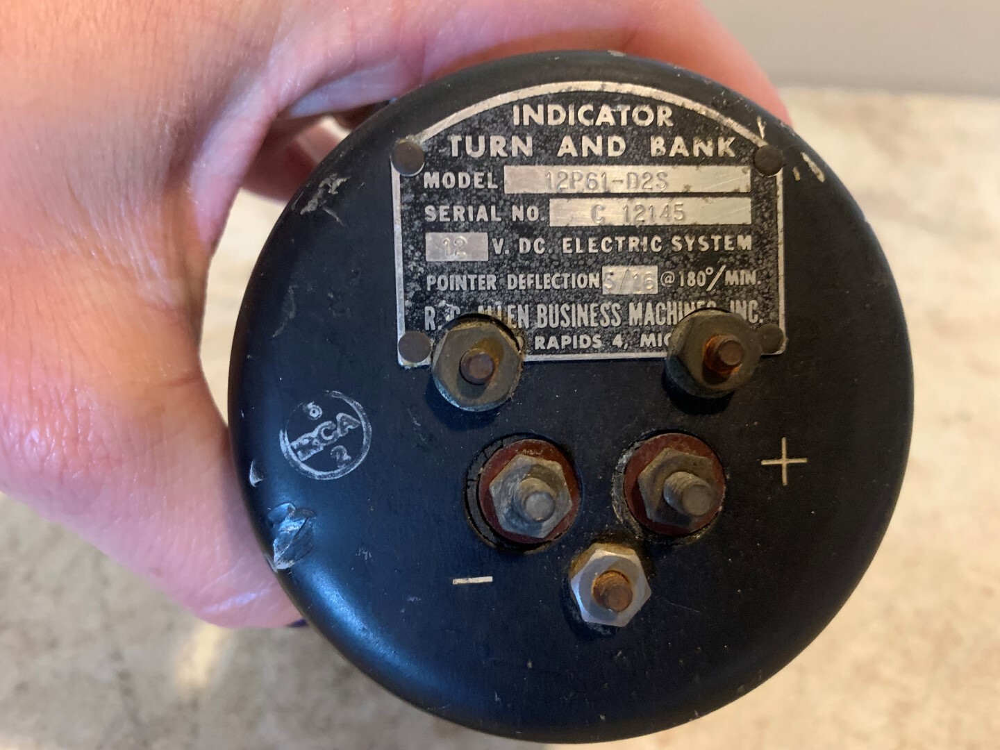 1967 Piper Cherokee PA-28 140 R.C. Allen Turn And Bank Indicator 12V ...