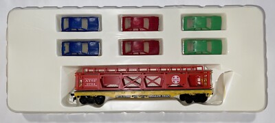 HO Scale Life Like Santa Fe Bi-Level Auto Carrier with Cars in Original ...