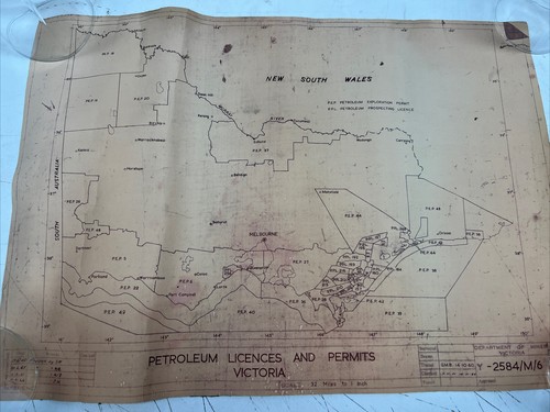 VINTAGE MAP PLAN PETROLEUM LICENCES AND PERMITS VICTORIA 1960 MINING | eBay