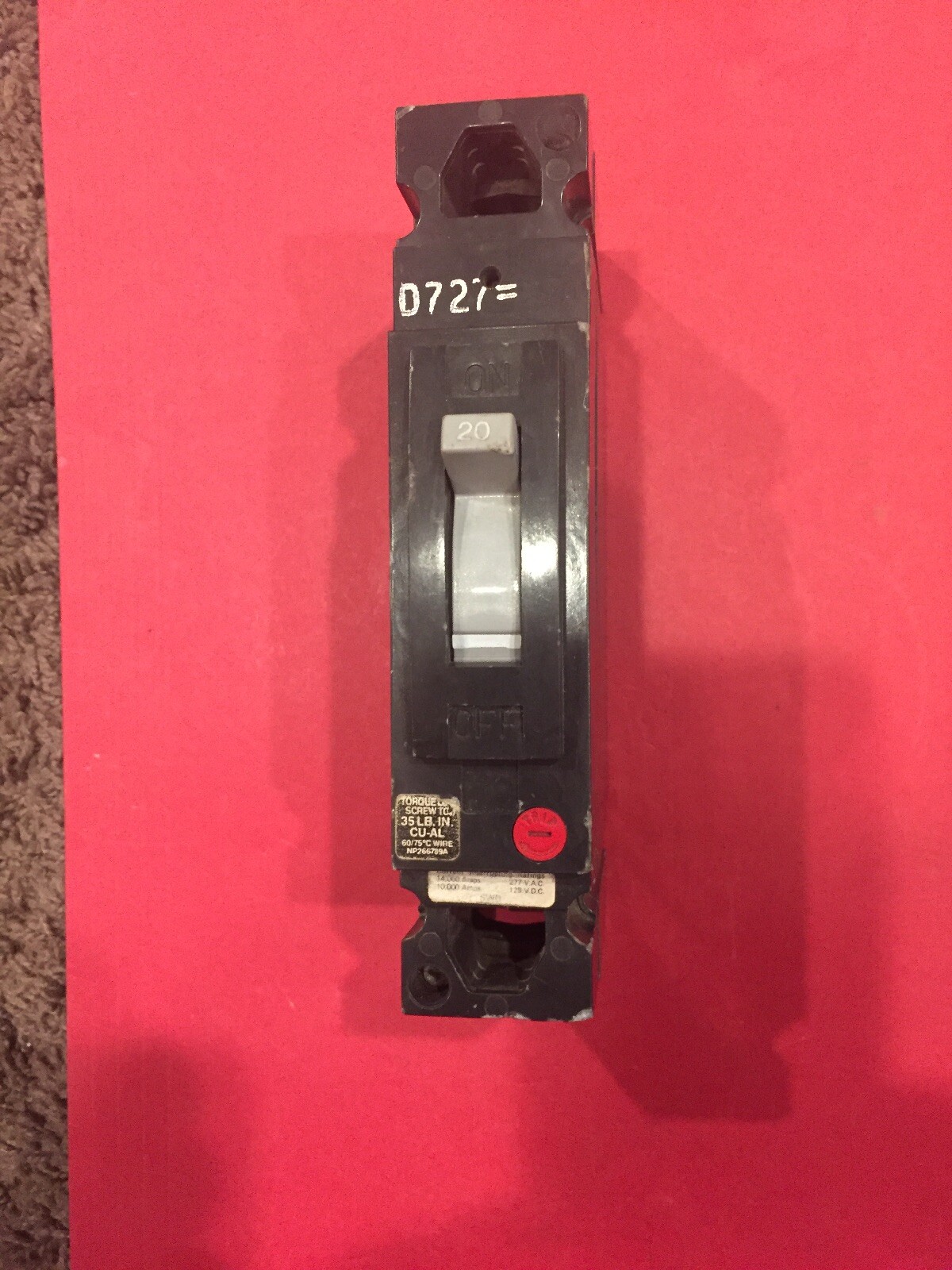 GE TED113020 1 Pole 20A 277V Circuit Breaker USED | eBay