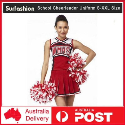 Ladies Glee Cheerleader School Girl Fancy Dress Uniform Party Costume ...
